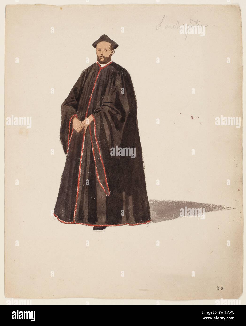 Louis Boulanger. The archiprtre, costume model for Angelo, tyrant of ...