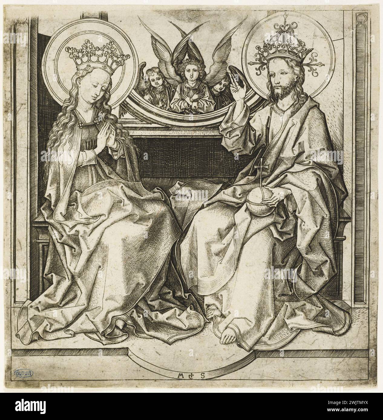 Martin Schonguer (around 1450-1495). Christ blessing the Virgin ...