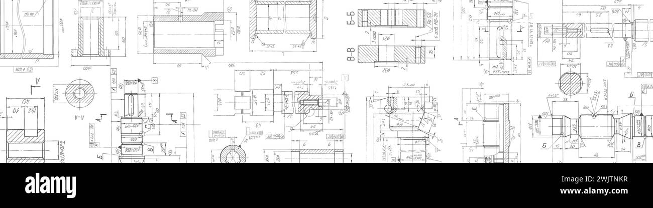 Technological white banner .Mechanical Engineering background ...