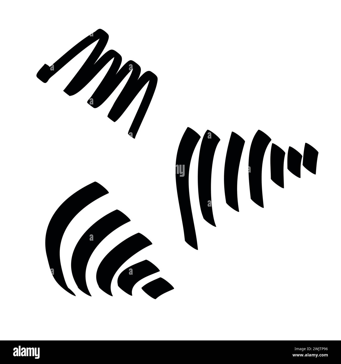 Vector set of abstract scribble bold brush pen elements. Hand drawn grunge paint stains ...