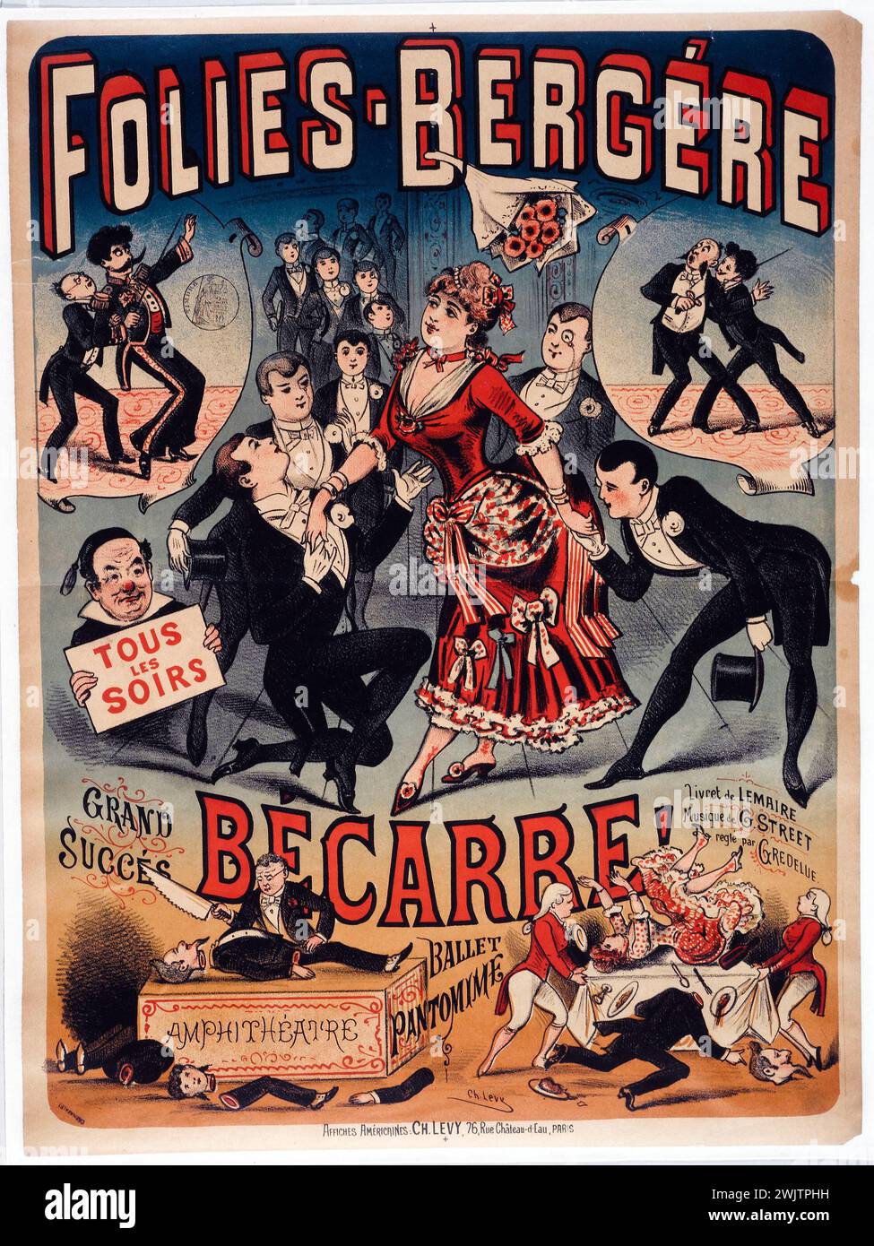Charles Lévy. Folies-Bergère, Bécarre! Pantomime ballet. Poster. Color ...