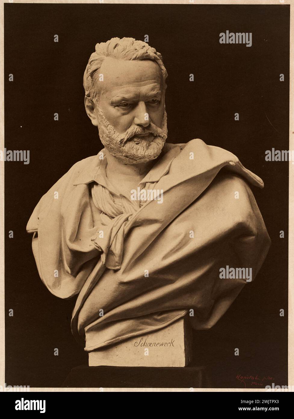 Hopital Pho., Photograph of Victor Hugo's bust by Schoenewerk (dummy ...