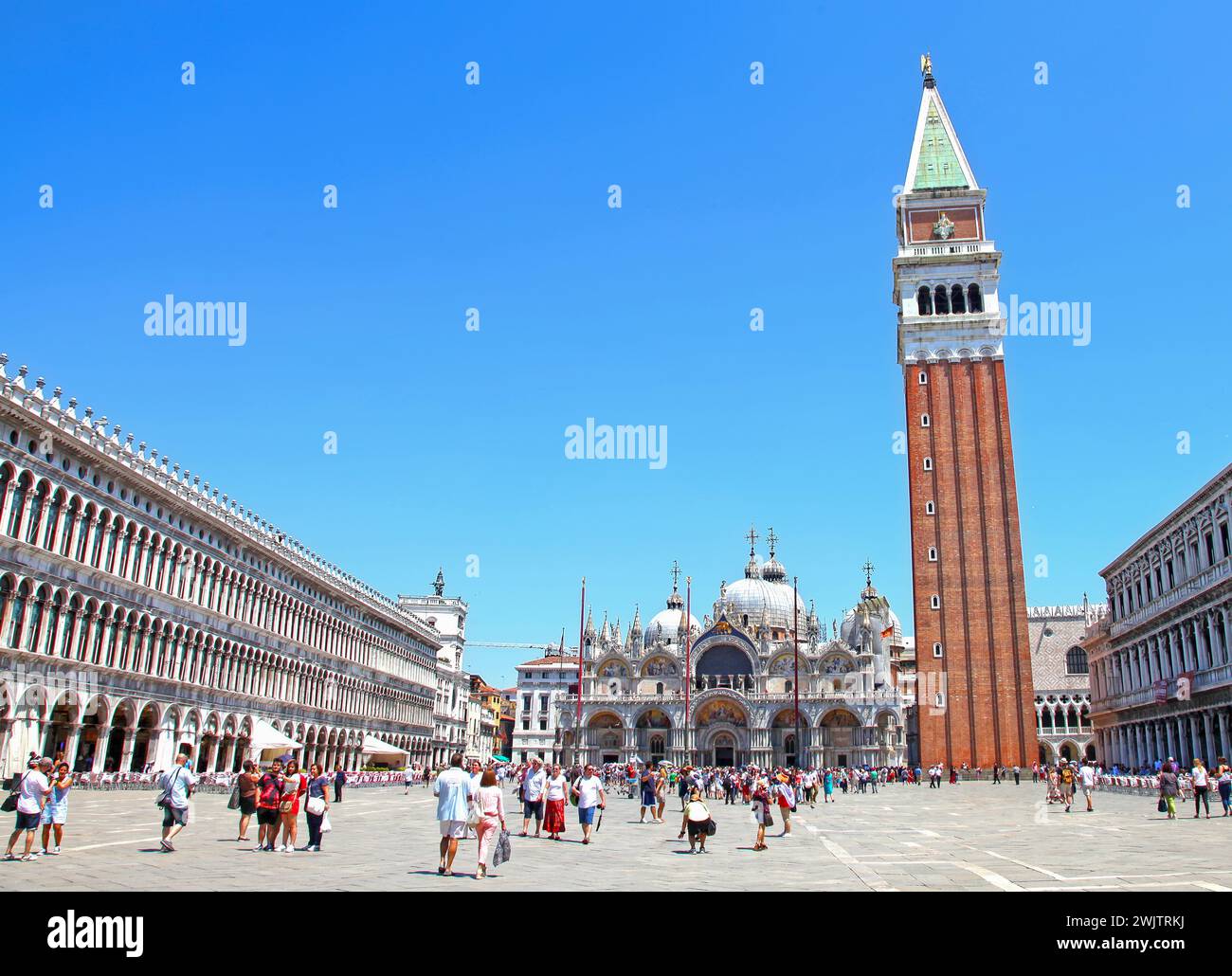Campanile and St. Mark's Square with the Doge's Palace on a clear sunny ...