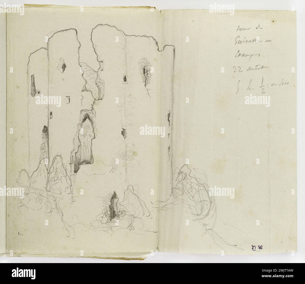 Victor Hugo (1802-1885). "Guinette-etampes tour". Graphite pencil on ...