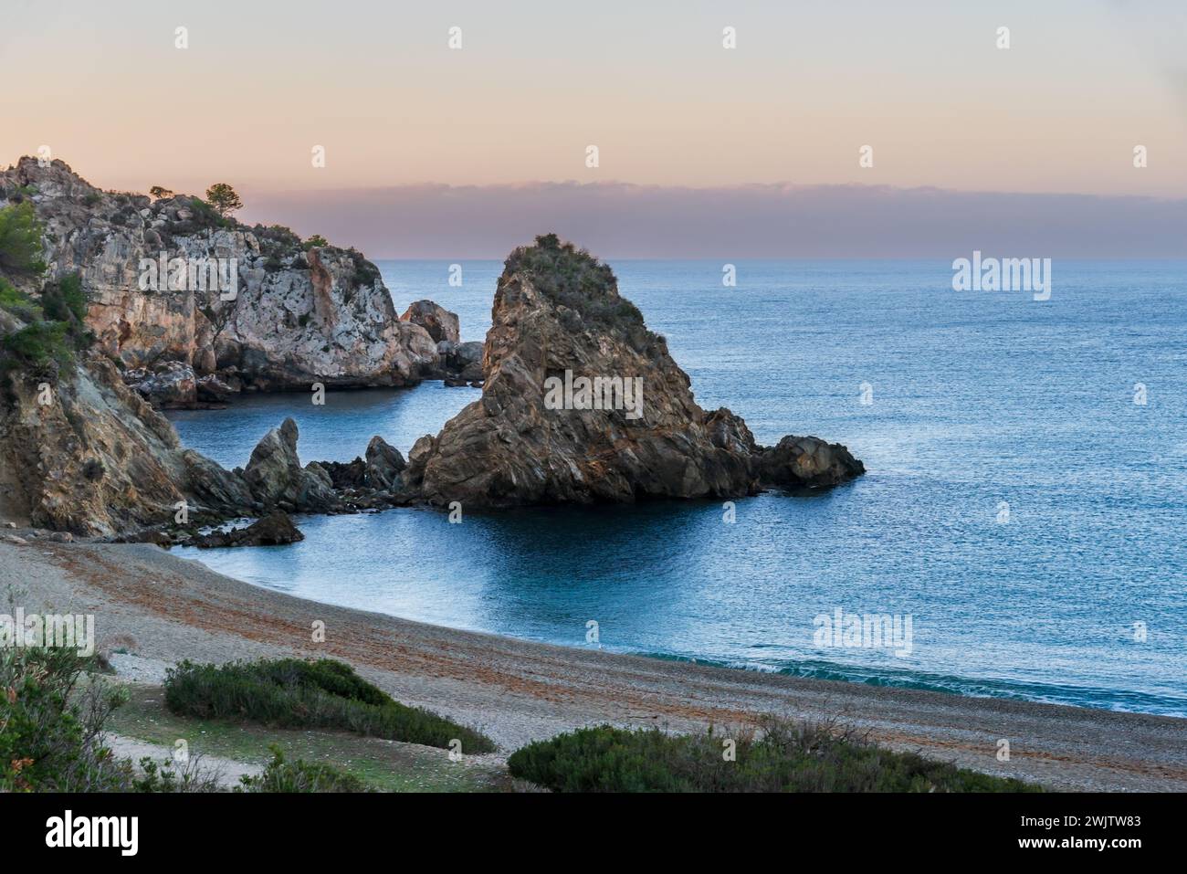 Cala del Cañuelo, beach located in the natural area Acantilados de Maro ...