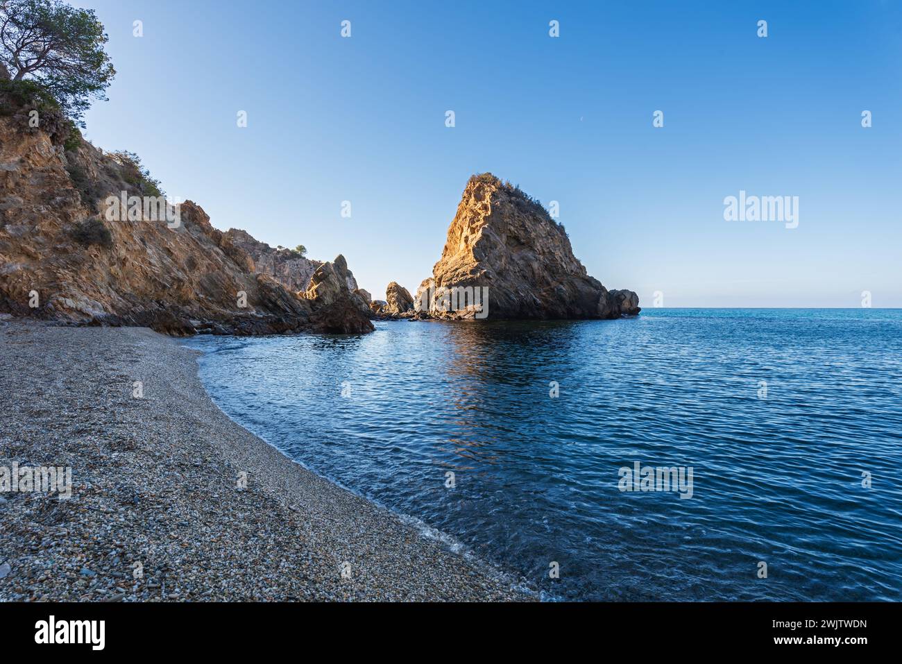 Cañuelo Beach, a cove in the Maro-Cerro Gordo Cliffs natural area, in ...