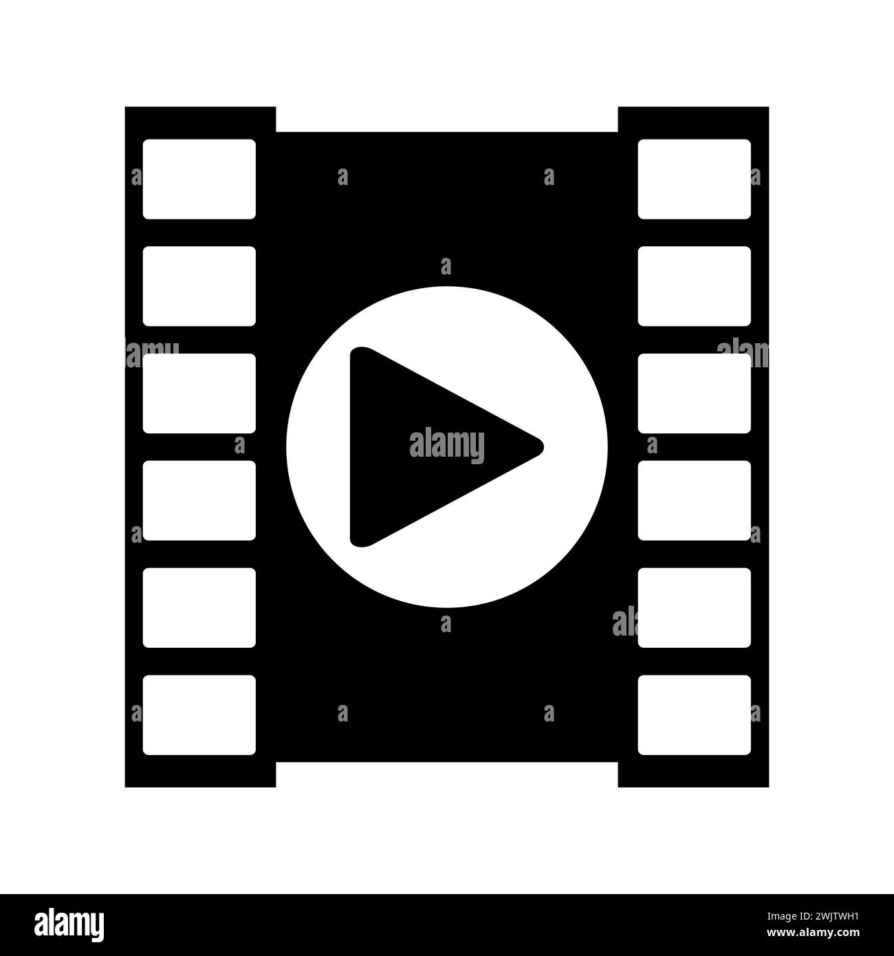 Film strip illustration. Movie Camera Icon. Play video icon, black ...