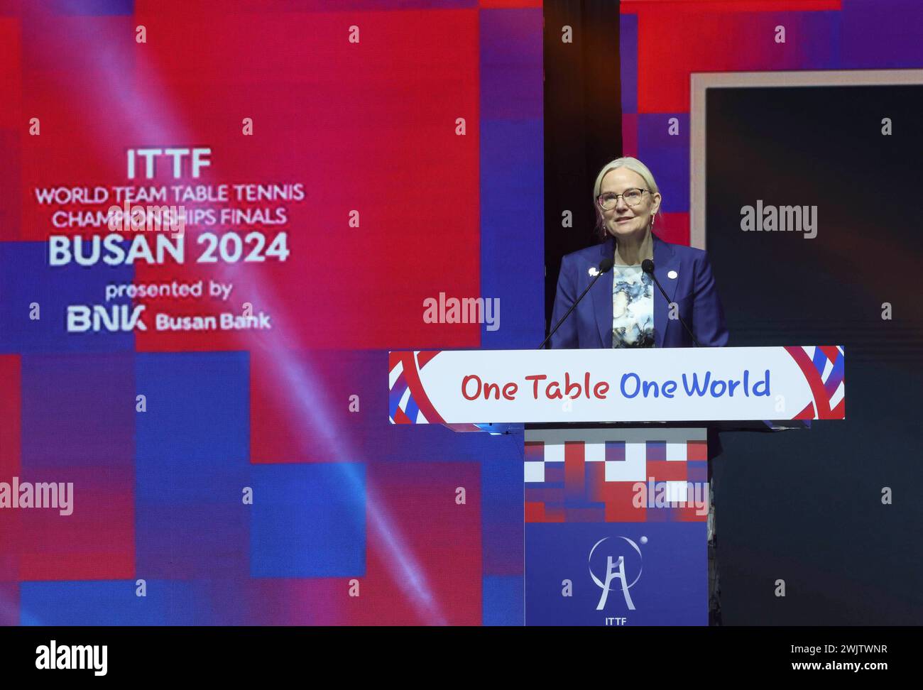 Busan, South Korea. 17th Feb, 2024. ITTF President Petra Sorling ...
