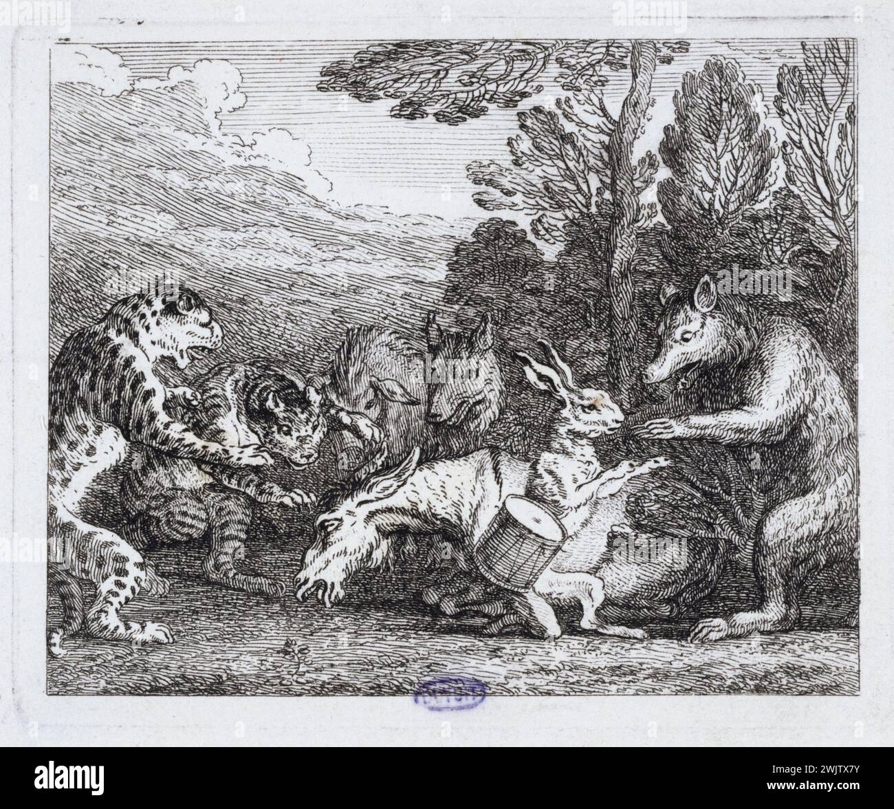 Claude Gillot (1673-1722) and François Joullain (1697-1778). "Fables ...