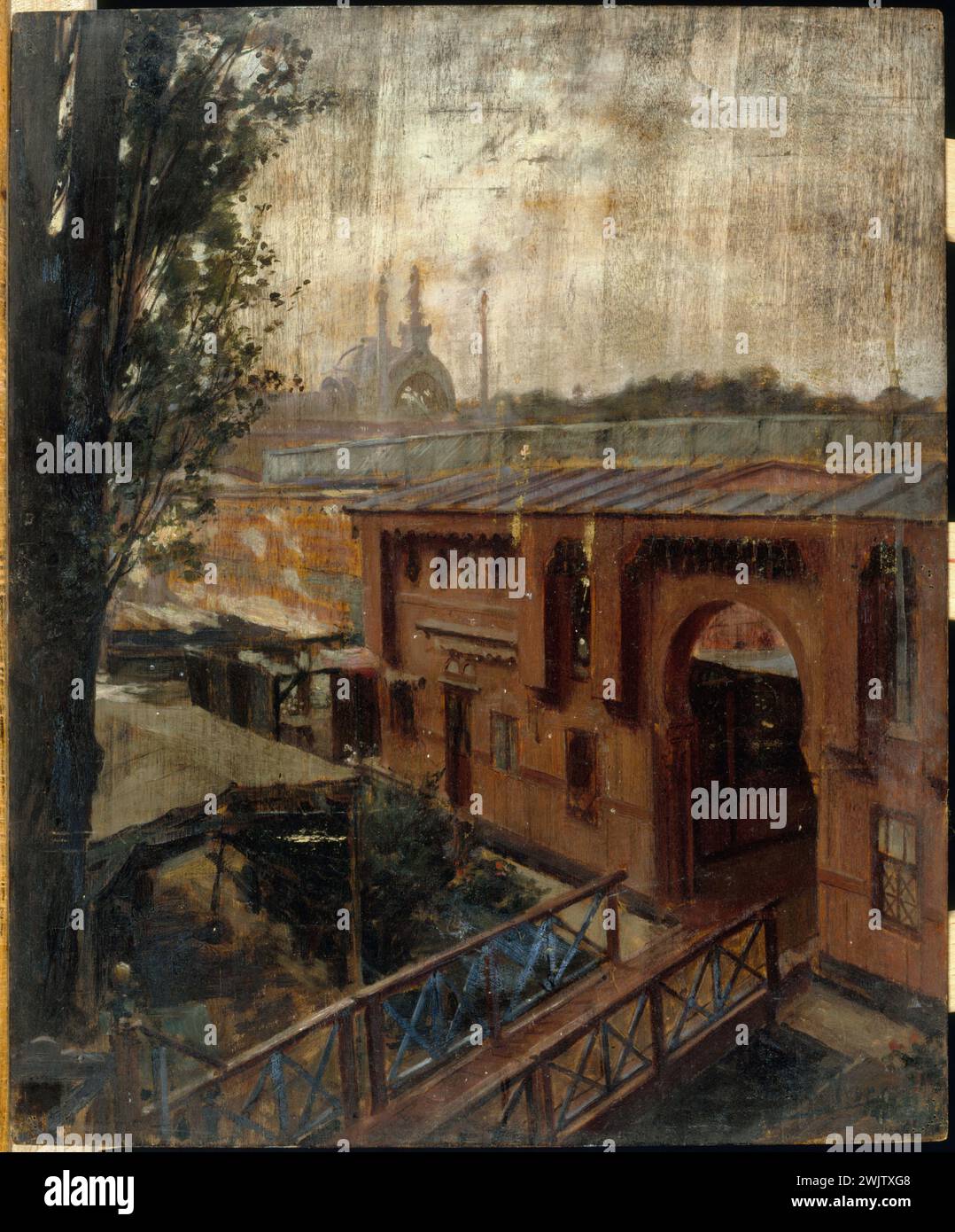 Victor Marec (1862-1920). "Les Bains Deligny". Oil on wood. Paris ...