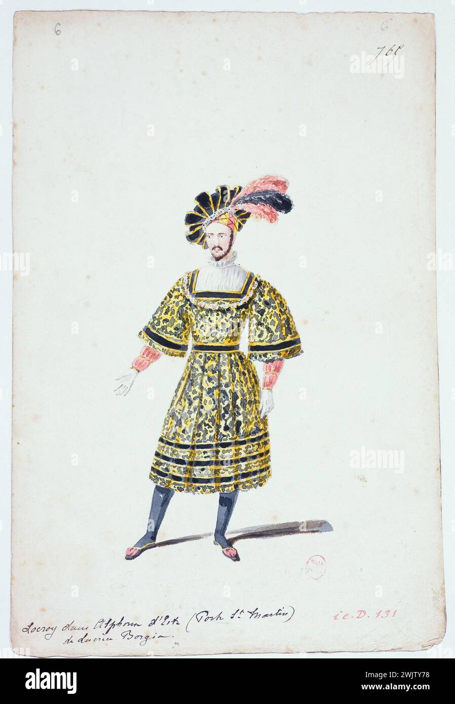 BODIN. "Costume of actor Locroy, role of Alphonse d'Este in Lucrèce ...