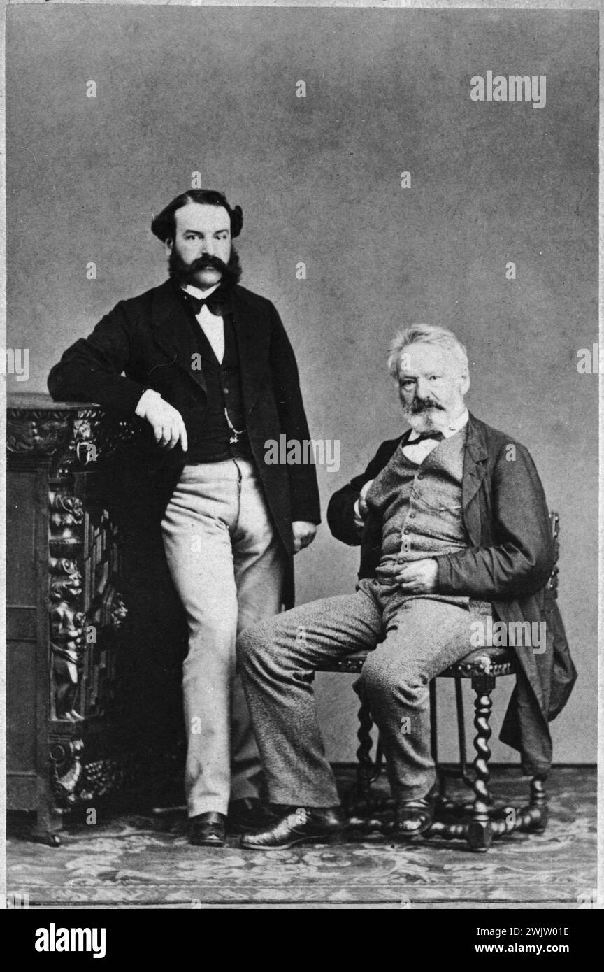 Victor Hugo, French writer (1802-1885), and his son Charles (1826-1871 ...