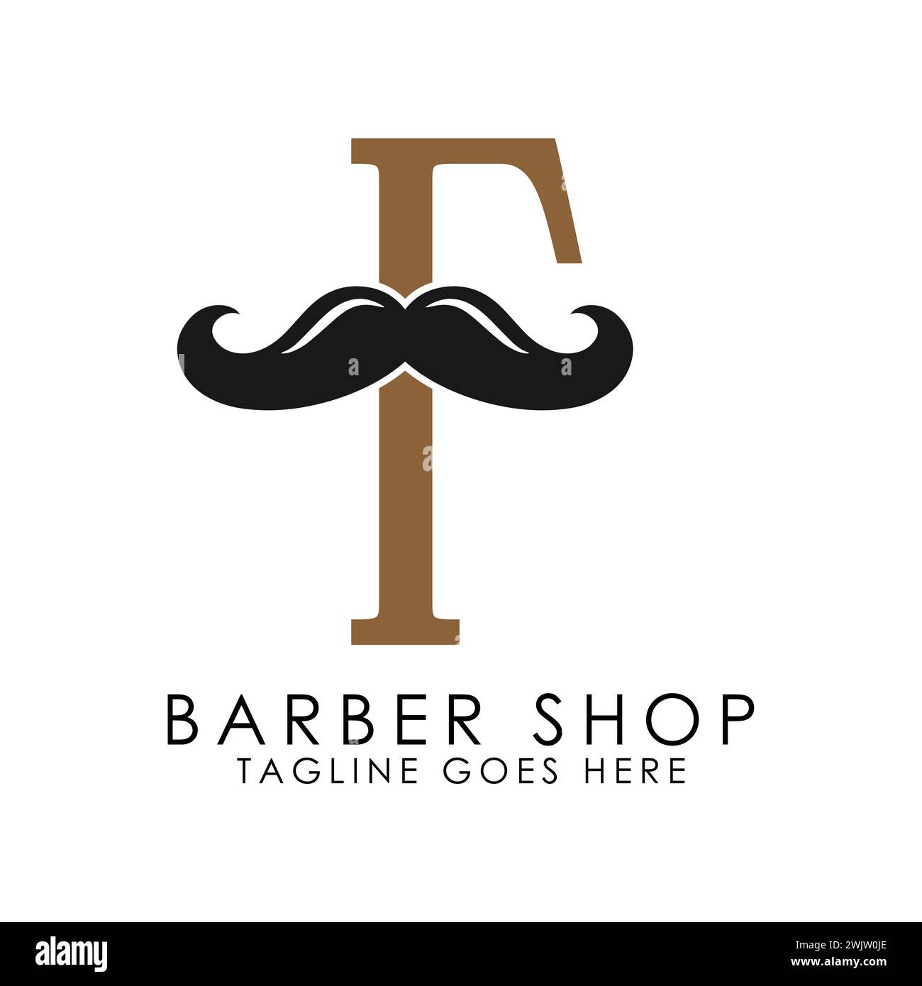 Initial Letter F Mustache Logo Design. Alphabet F Barber Shop Icon ...