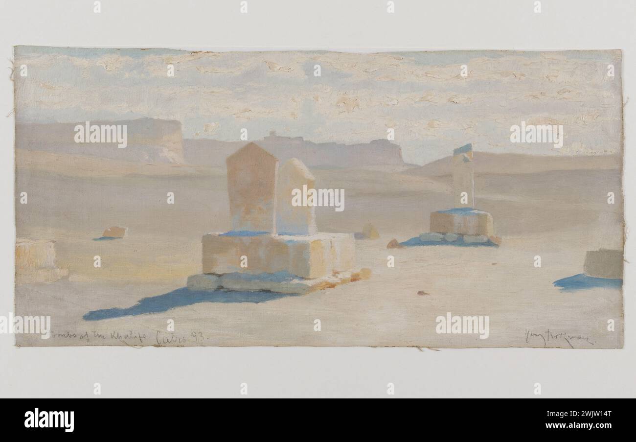 Henry Brokman (1868-1933). "Cairo, tombs of the caliphs". Oil on canvas ...