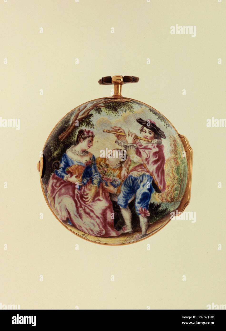 Jean Romilly (1714-1796). Gold and enamel watch: delicate attention ...