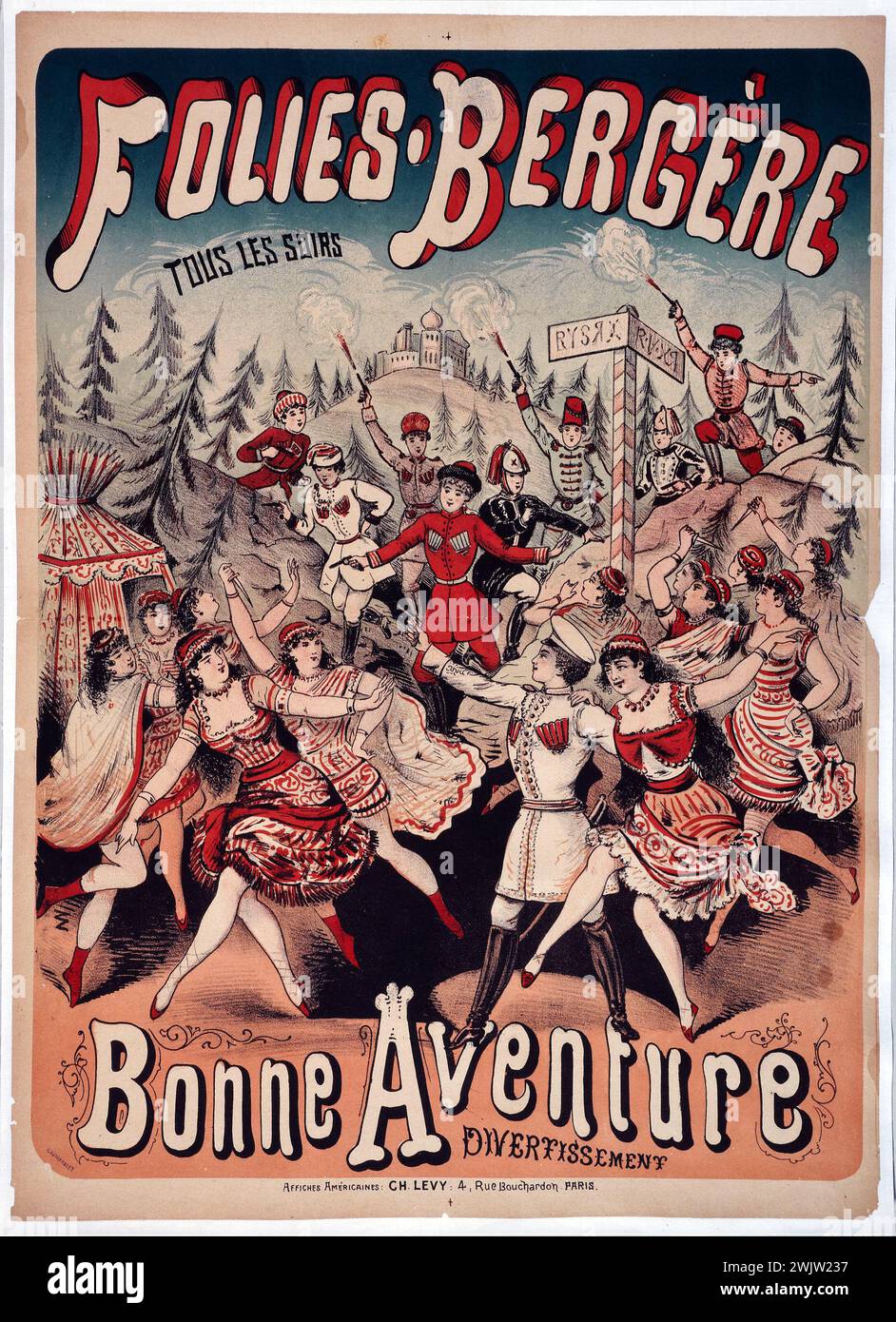 Charles Lévy. Folies-Bergère, good adventure. Poster. Color lithography ...