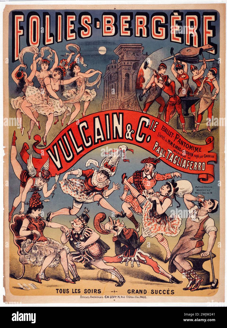 Charles Lévy. Folies-Bergère, Vulcan & Cie. Poster. Color lithography ...