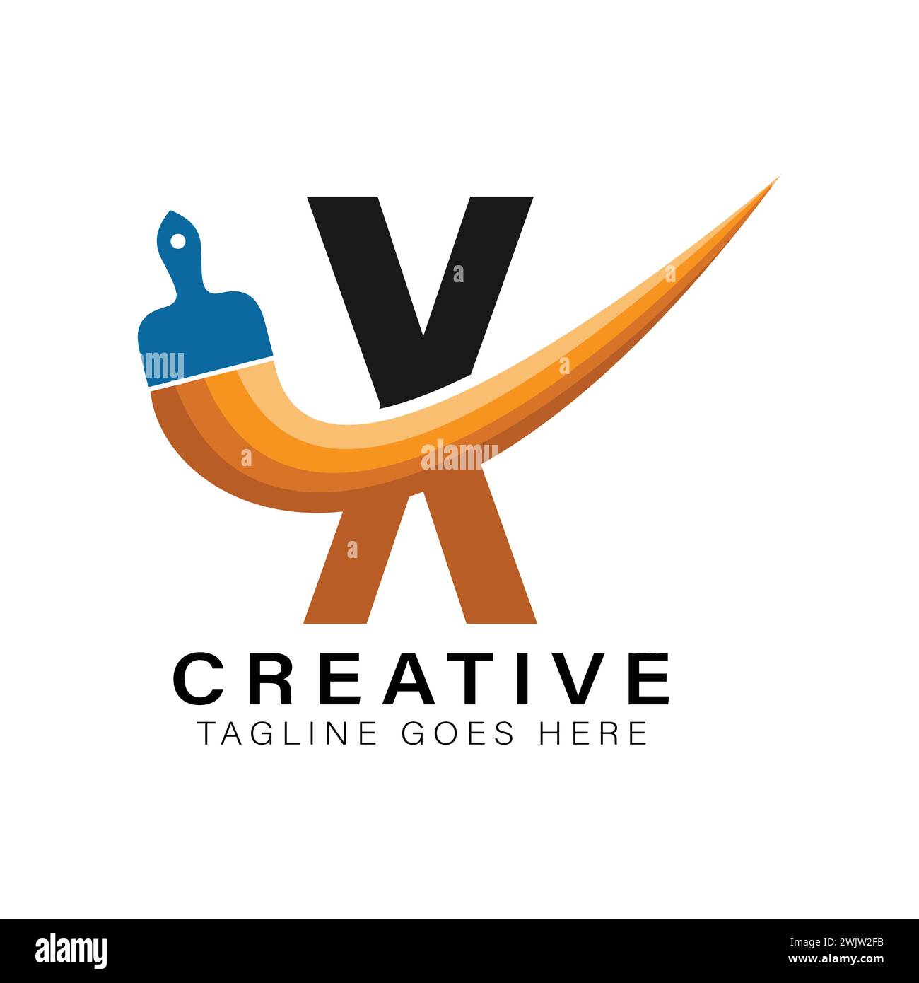 Letter X Paint Brush Logo. Alphabet X House Paint Business Icon Stock ...
