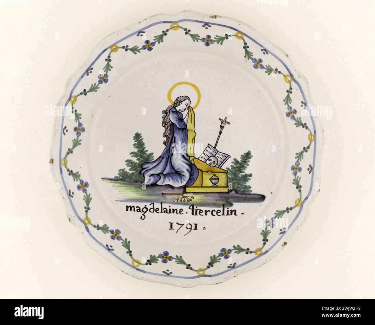 Anonymous. Magdelaine Tiercelin "patronymic plate. Earthenware. 1791 ...
