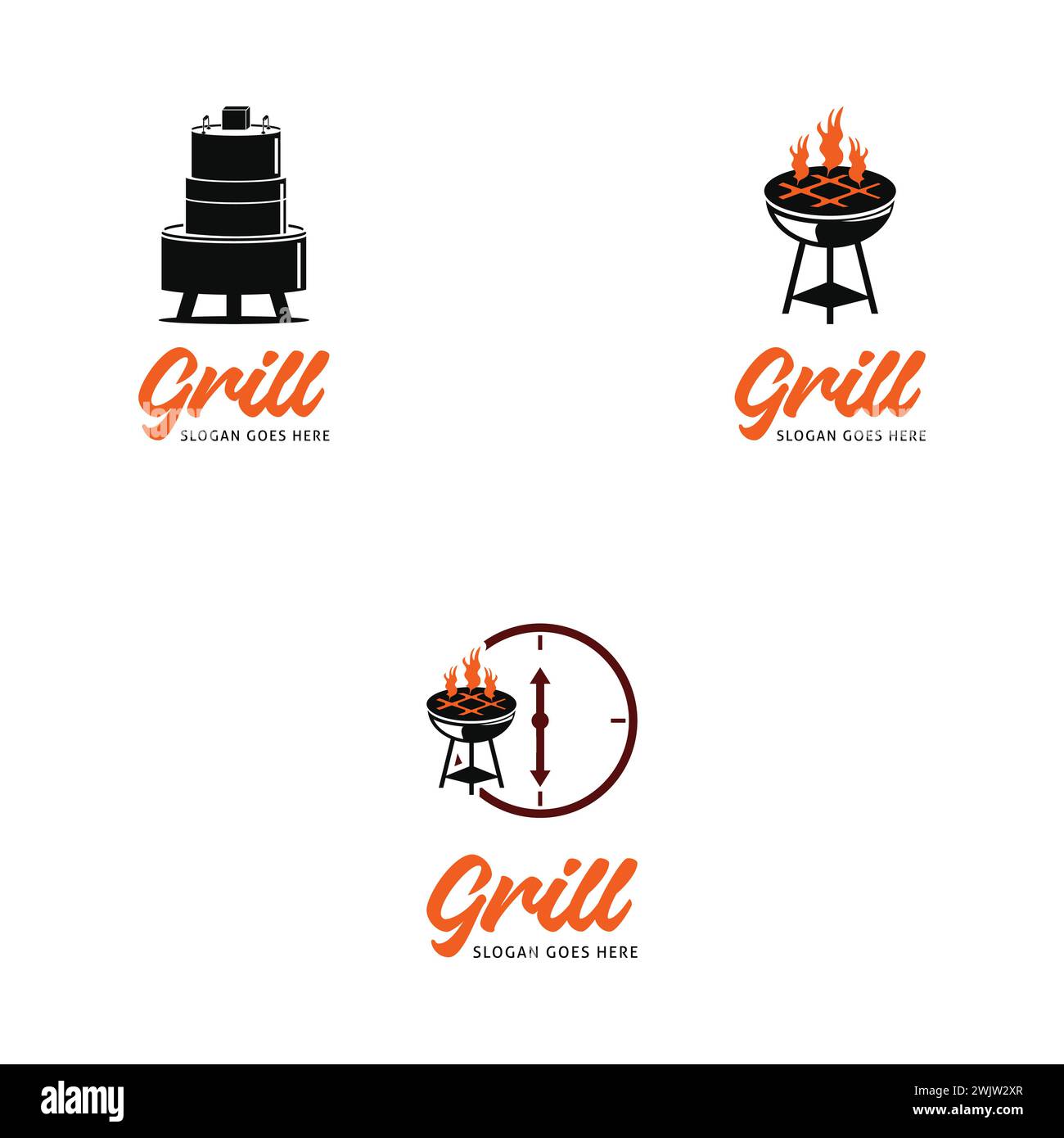 Set of Grill Icon Logo Design Template Stock Vector Image & Art - Alamy
