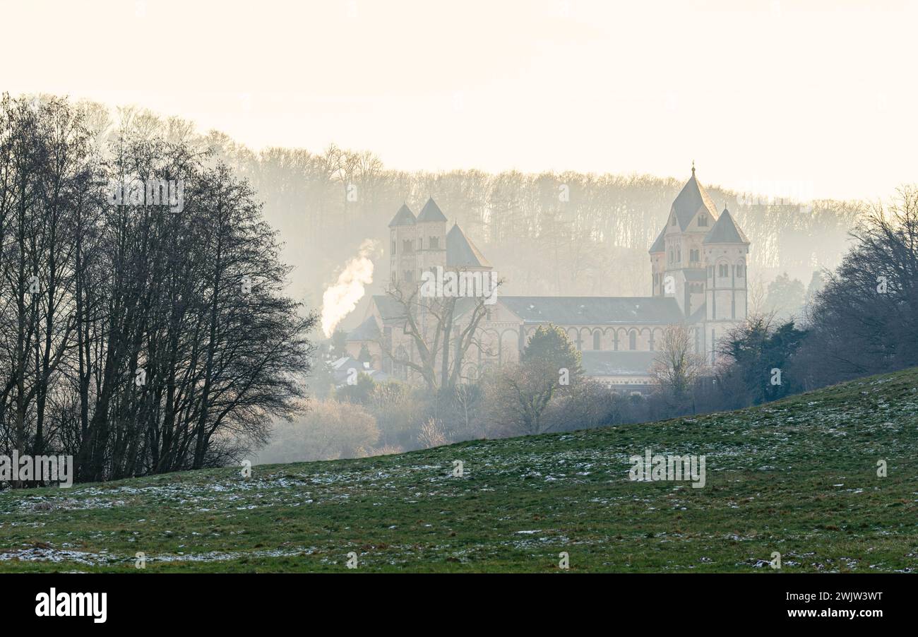 MARIA LAACH, GERMANY - JANUARY 10, 2024: Panoramic image of monastery ...