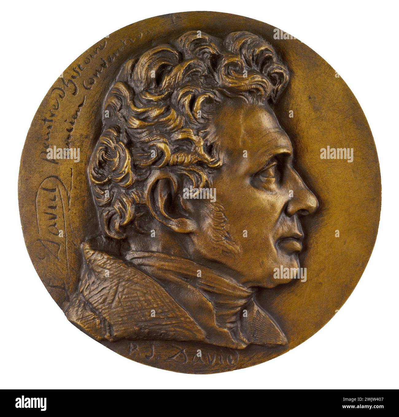 David d'Angers (1788-1856). Portrait of Jacques-Louis David (1746-1825), painter. Bronze, sand ...