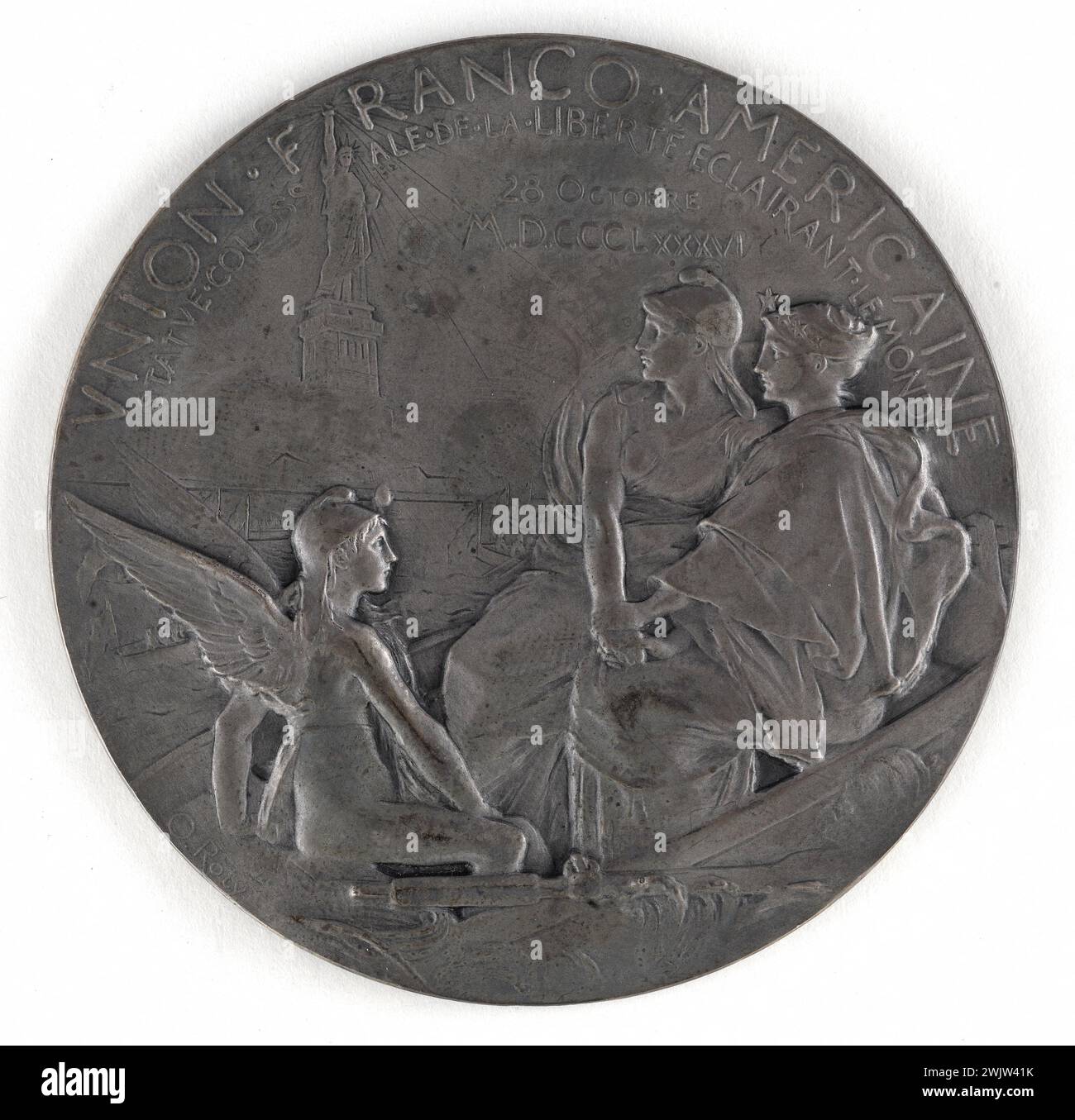 Louis Oscar Roty (1846-1911). Medal reverse. Franco-American union ...