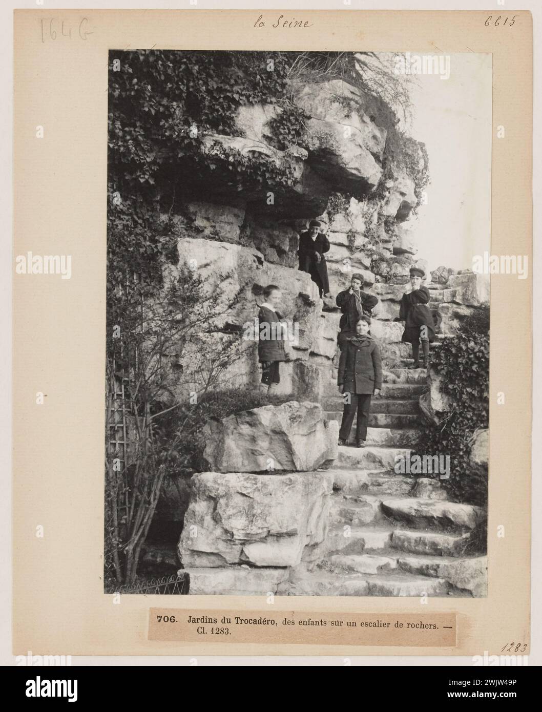 Blancard, Hippolyte (1843 - D.1924), five children on the steps of a ...