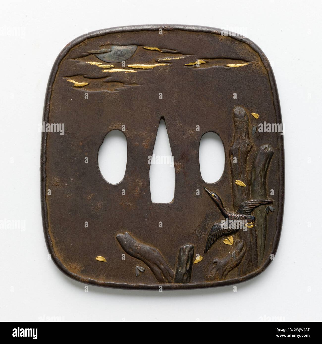 Tsuba. Japan. Inlaided iron: Copper, gold, Ringin, 19th century. Paris ...