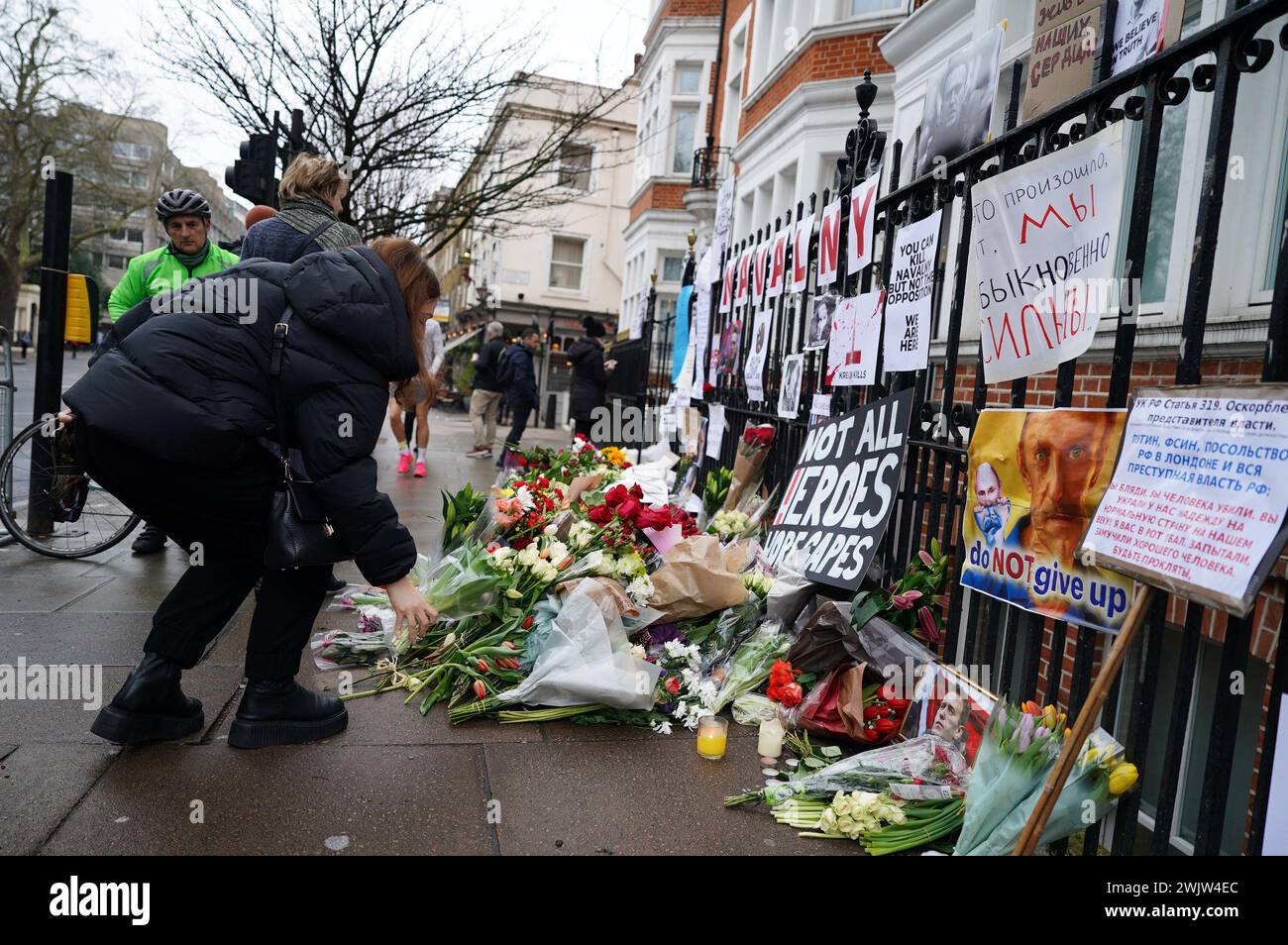 Floral tributes outside the Russian Embassy in London for jailed ...