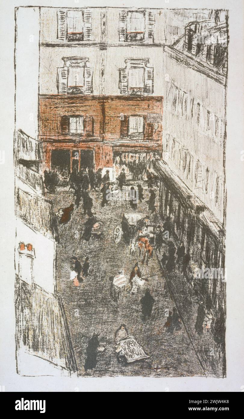 Pierre Bonnard (1867-1947). "Street corner from above". Color ...