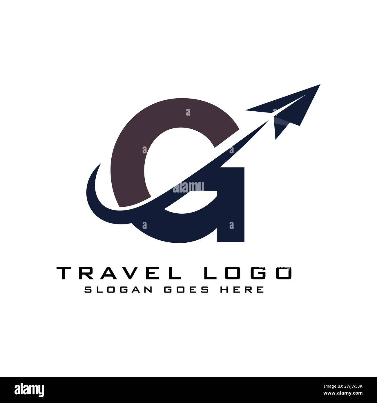 Letter G Travel Logo icon Design with plane graphic element for travel ...