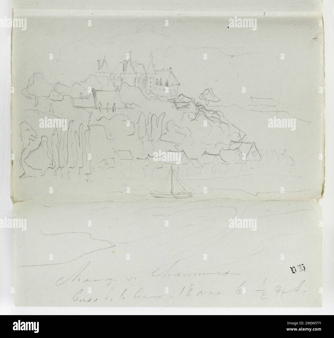 Victor Hugo (1802-1885). "Château de Chaumont". Graphite pencil on ...