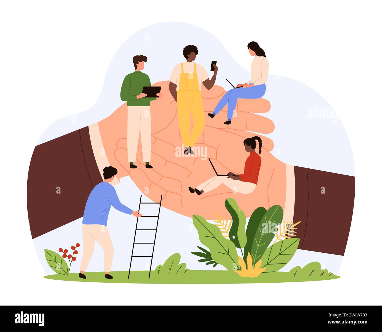 Support and care for employee wellbeing in corporate company. Giant ...