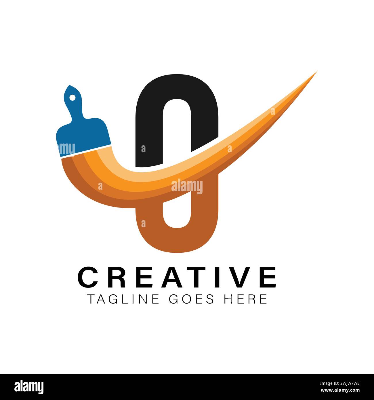 Letter O Paint Brush Logo. Alphabet O House Paint Business Icon Stock ...