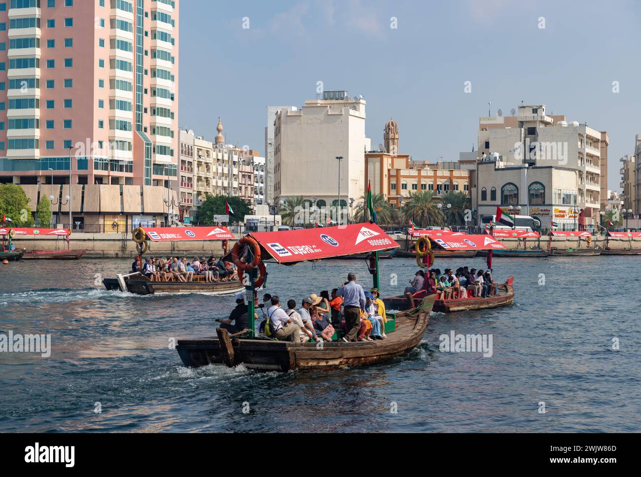 A picture of abra boats at the Dubai Creek Stock Photo - Alamy