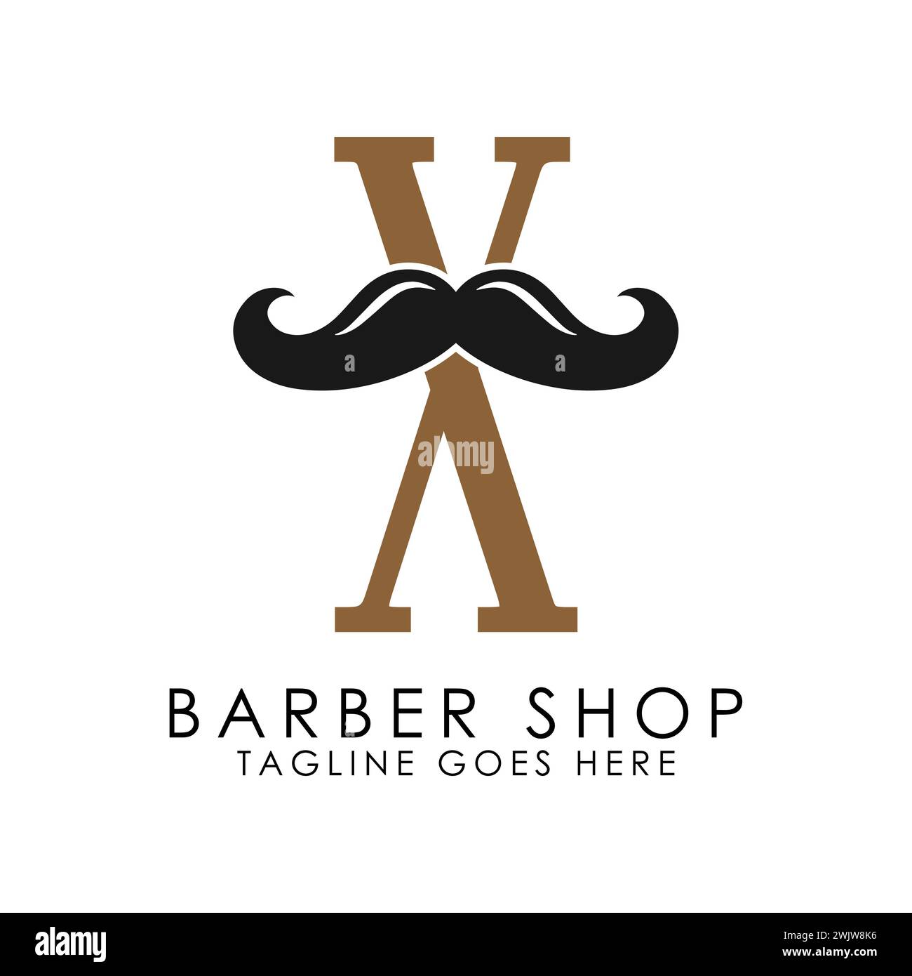 Initial Letter X Mustache Logo Design. Alphabet X Barber Shop Icon ...