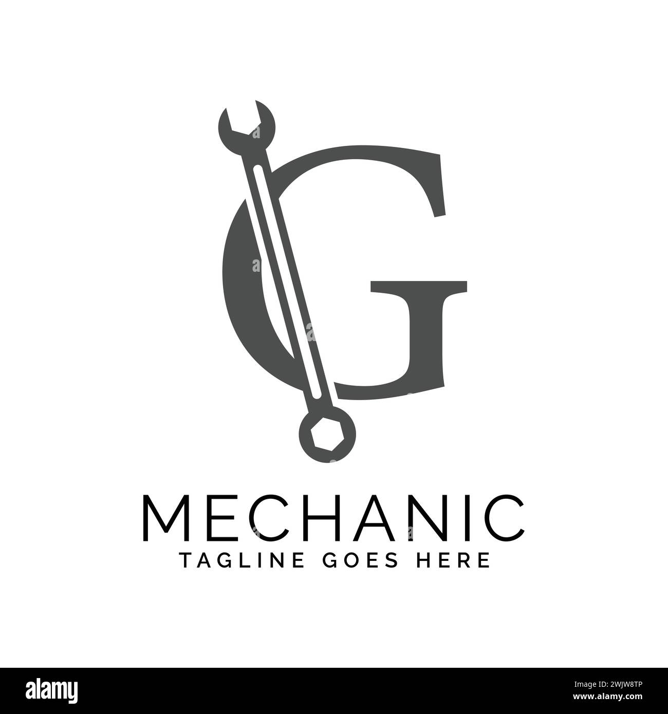letter G logo with wrench. Alphabet G Spanner Icon design Stock Vector ...
