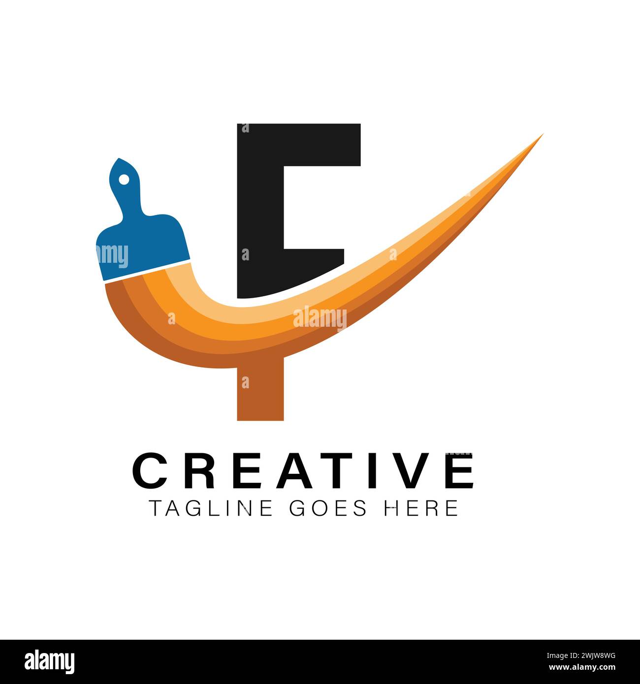 Letter F Paint Brush Logo. Alphabet F House Paint Business Icon Stock ...