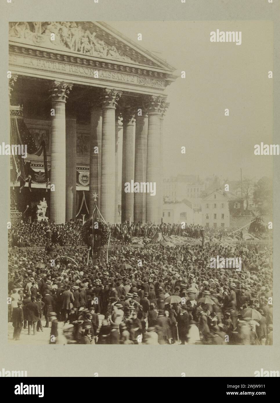 Funeral of Victor Hugo, the crowd on the Place du Pantheon and the ...