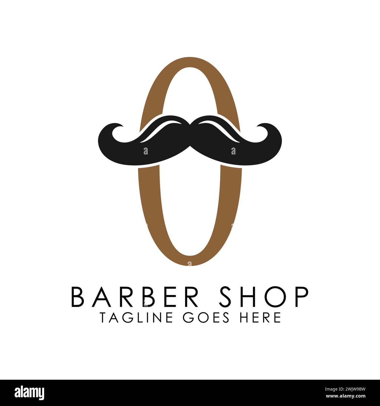Initial Letter O Mustache Logo Design. Alphabet O Barber Shop Icon ...