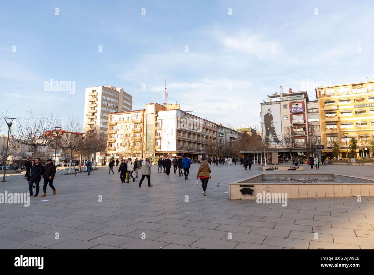 Pristina, Kosovo - February 5, 2024: Mother Teresa Boulevard is a ...