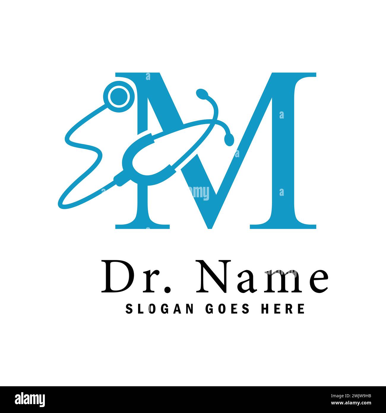 Letter M Stethoscope Logo. Alphabet M Doctor Business Icon Stock Vector ...