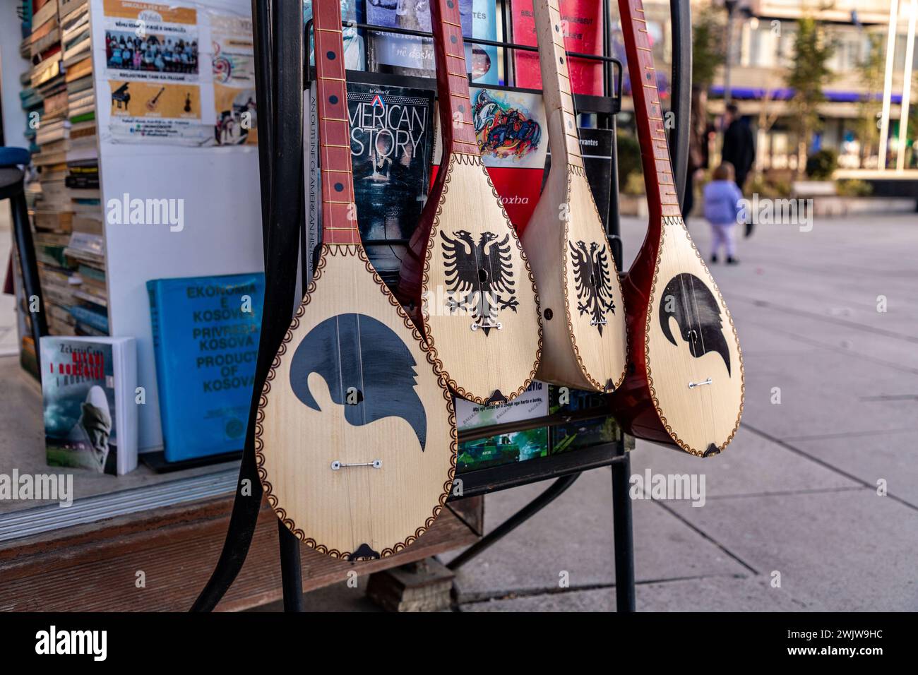 Pristina, Kosovo - February 5, 2024: Traditional Albanian cifteli ...