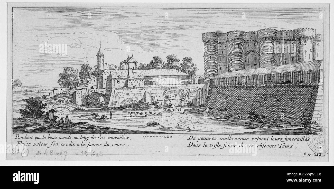 Israel Silvestre. "View of the Paris Bastille, side of the old Saint ...