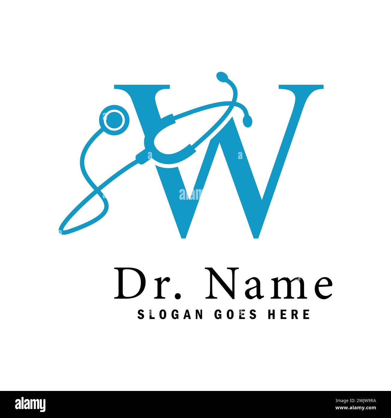 Letter W Stethoscope Logo. Alphabet W Doctor Business Icon Stock Vector ...
