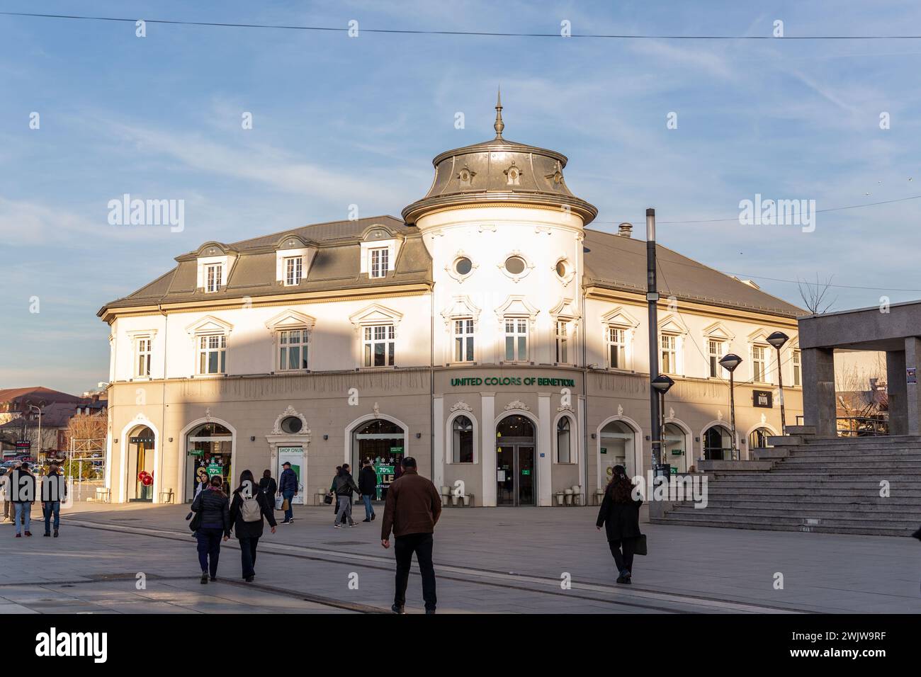 Pristina, Kosovo - February 5, 2024: Skanderbeg Square is a central ...