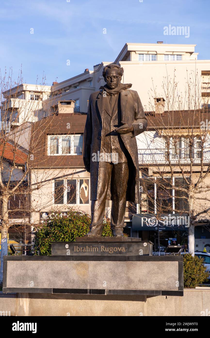 Pristina, Kosovo - February 5, 2024: Bronze statue of Ibrahim Rugova ...