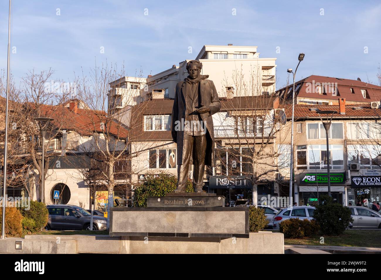 Pristina, Kosovo - February 5, 2024: Bronze statue of Ibrahim Rugova ...