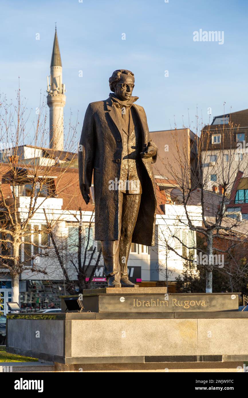 Pristina, Kosovo - February 5, 2024: Bronze statue of Ibrahim Rugova ...